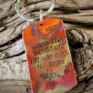 Hand Stamped Inspirational Keychain. Personal Mantra. Memorial Gift ...