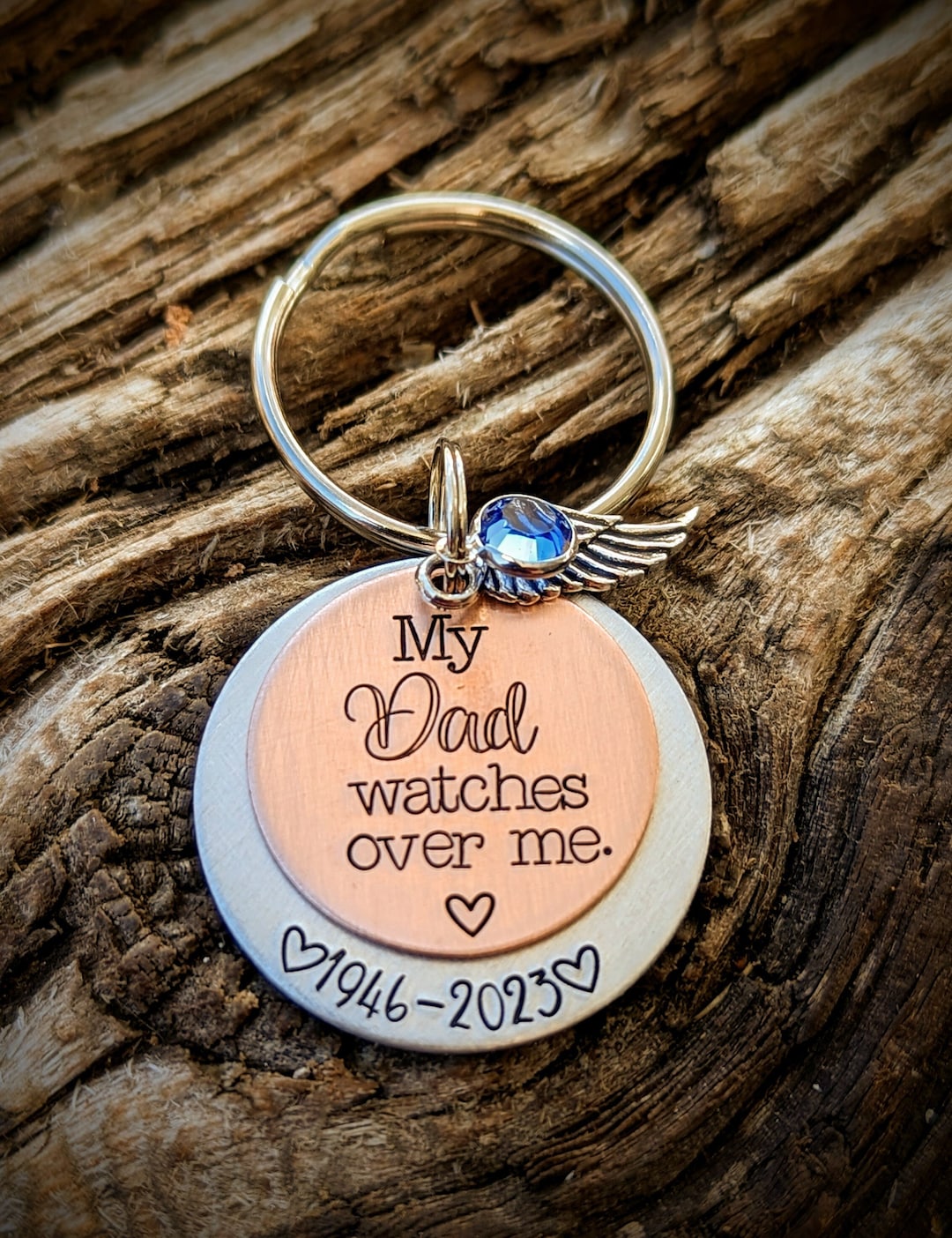 Personalized Hand Stamped Dad Memorial Keychain. Gift for Parent Loss ...