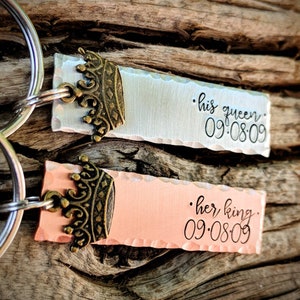 Personalized Hand Stamped MATCHING SET Couples Keychains. Custom ...