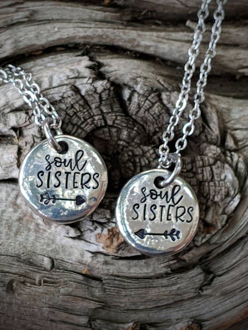 Hand stamped soul sisters necklaces. Set of two bridesmaid | Etsy