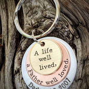 Personalized Hand Stamped Dad Memorial Keychain. Father Memorial Gifts ...