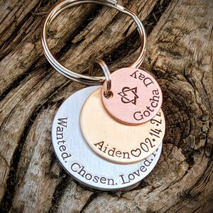 Personalized Hand Stamped Adoption Keychain. Gift for Blended Family ...