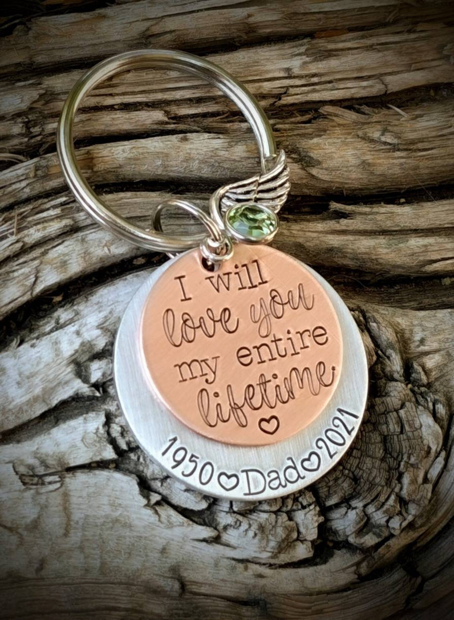 Personalized Hand Stamped Dad Memorial Keychain. Custom Father Memorial ...
