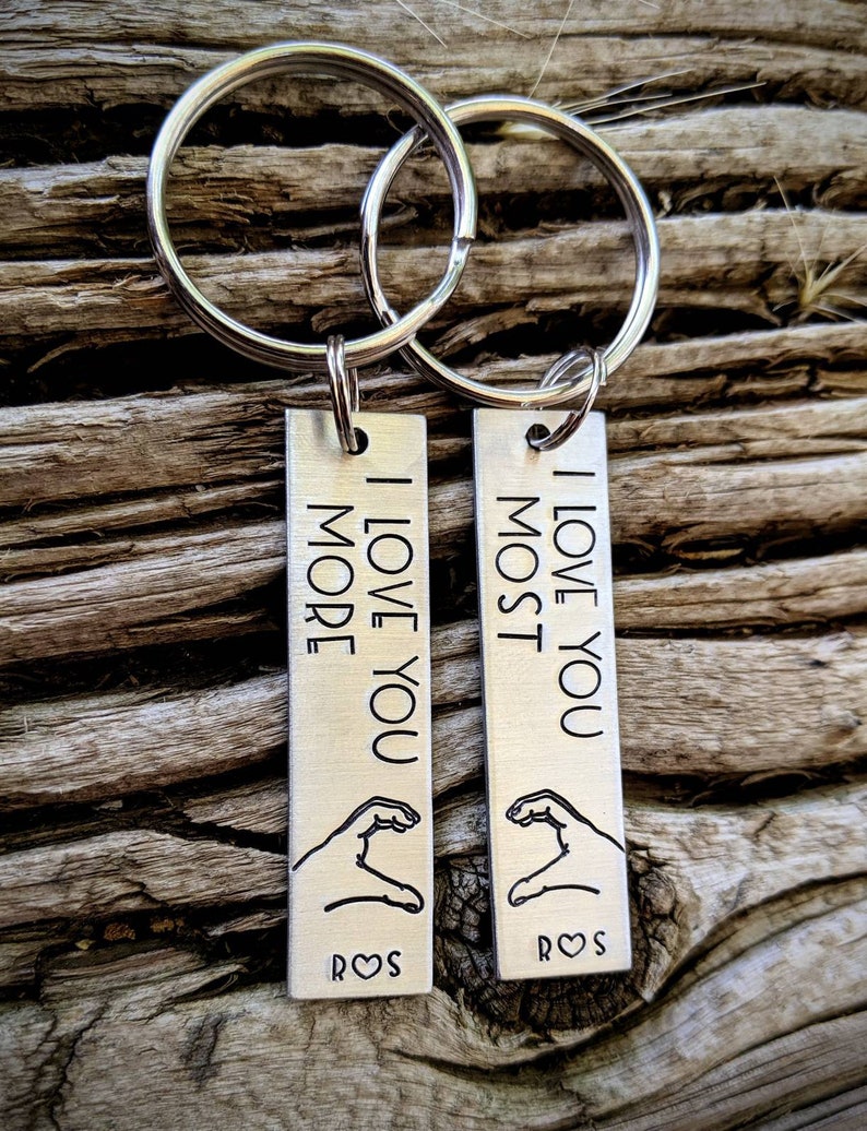 Personalized Hand Stamped Anniversary Keychains. Custom - Etsy