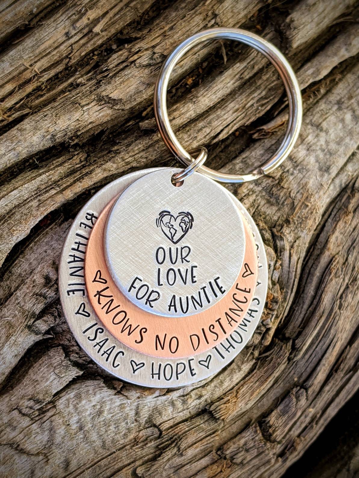 Personalized Hand Stamped Aunt Keychain. Auntie Gift. Long - Etsy