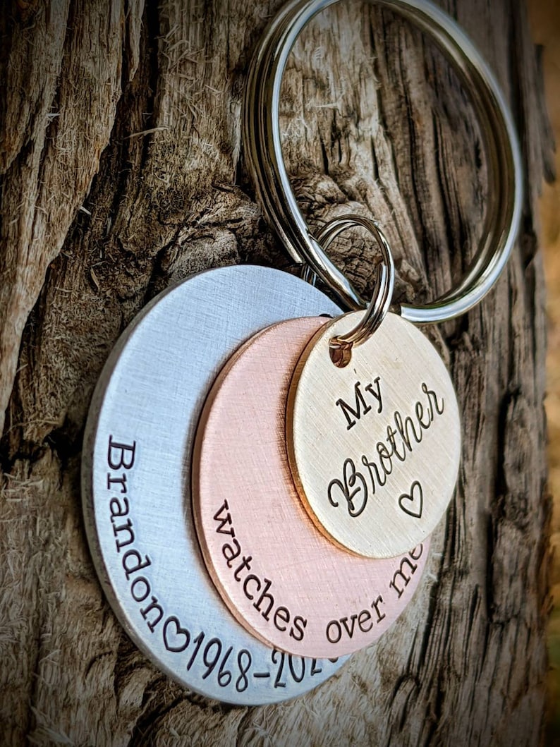 Personalized Hand Stamped Brother Memorial Keychain. Custom - Etsy