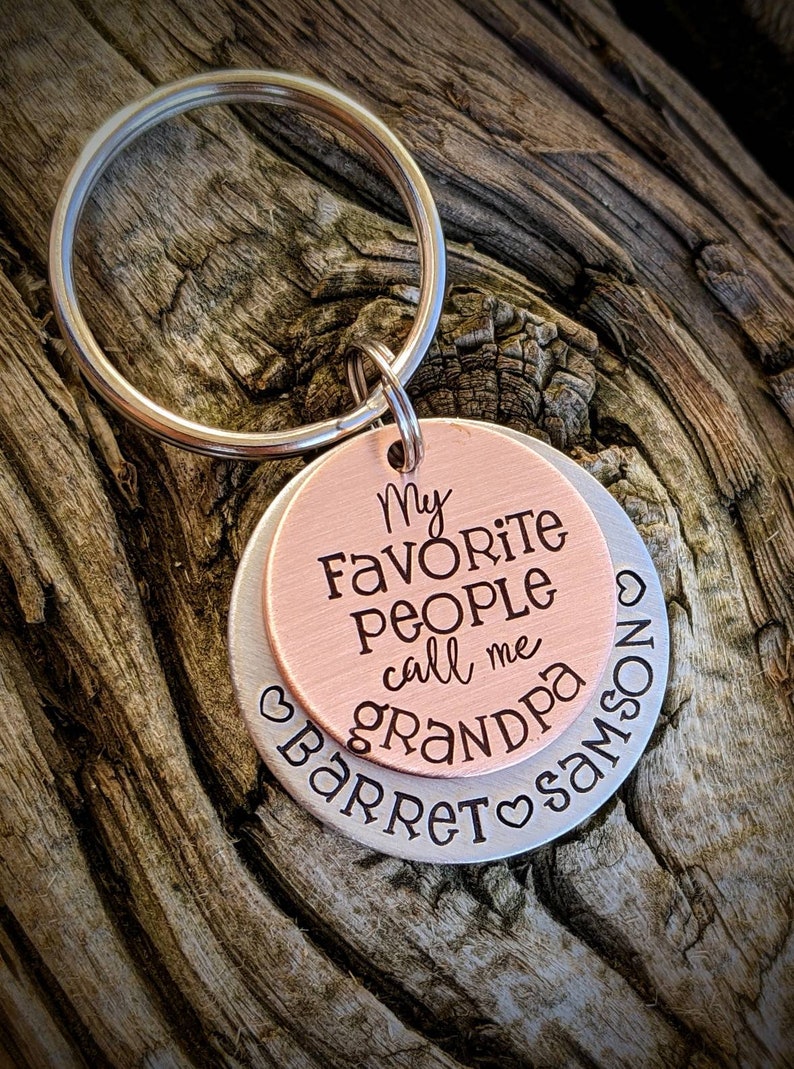 Personalized Hand Stamped Grandpa Keychain. Custom Grandfather - Etsy