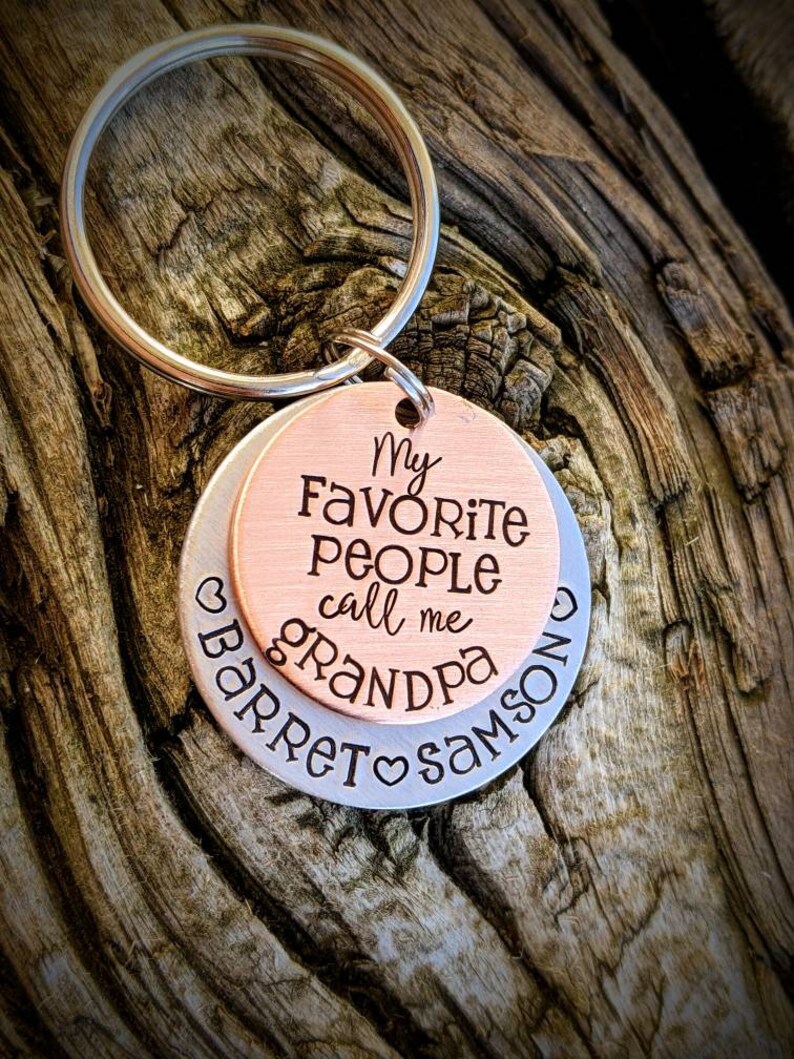Personalized Hand Stamped Grandpa Keychain. Custom Grandfather - Etsy