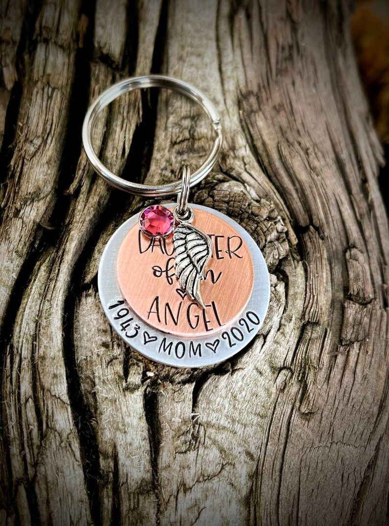 Personalized Hand Stamped Mom Memorial Keychain. Mother - Etsy
