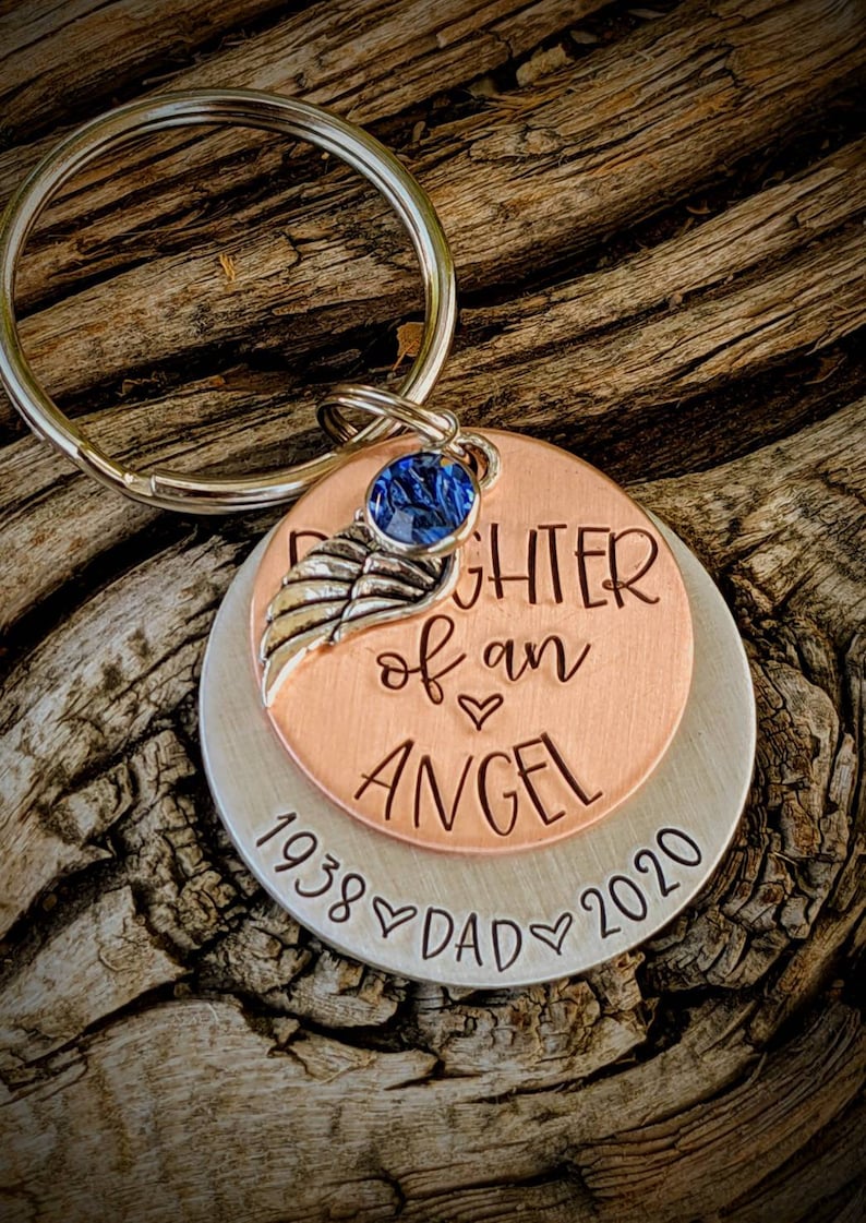 Personalized Hand Stamped Dad Memorial Keychain. Gift for Loss - Etsy