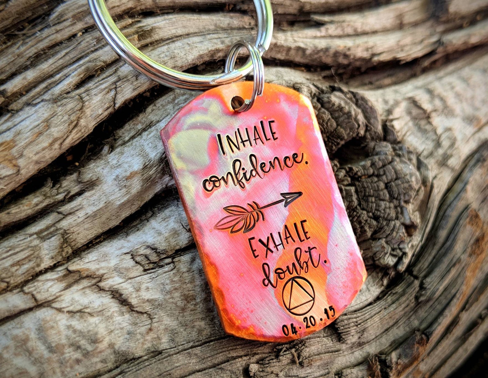Personalized Hand Stamped Sobriety Keychain. Recovery | Etsy