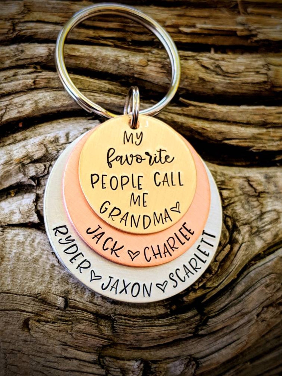Personalized Grandma Keychain. Hand Stamped Grandmother Gift. | Etsy