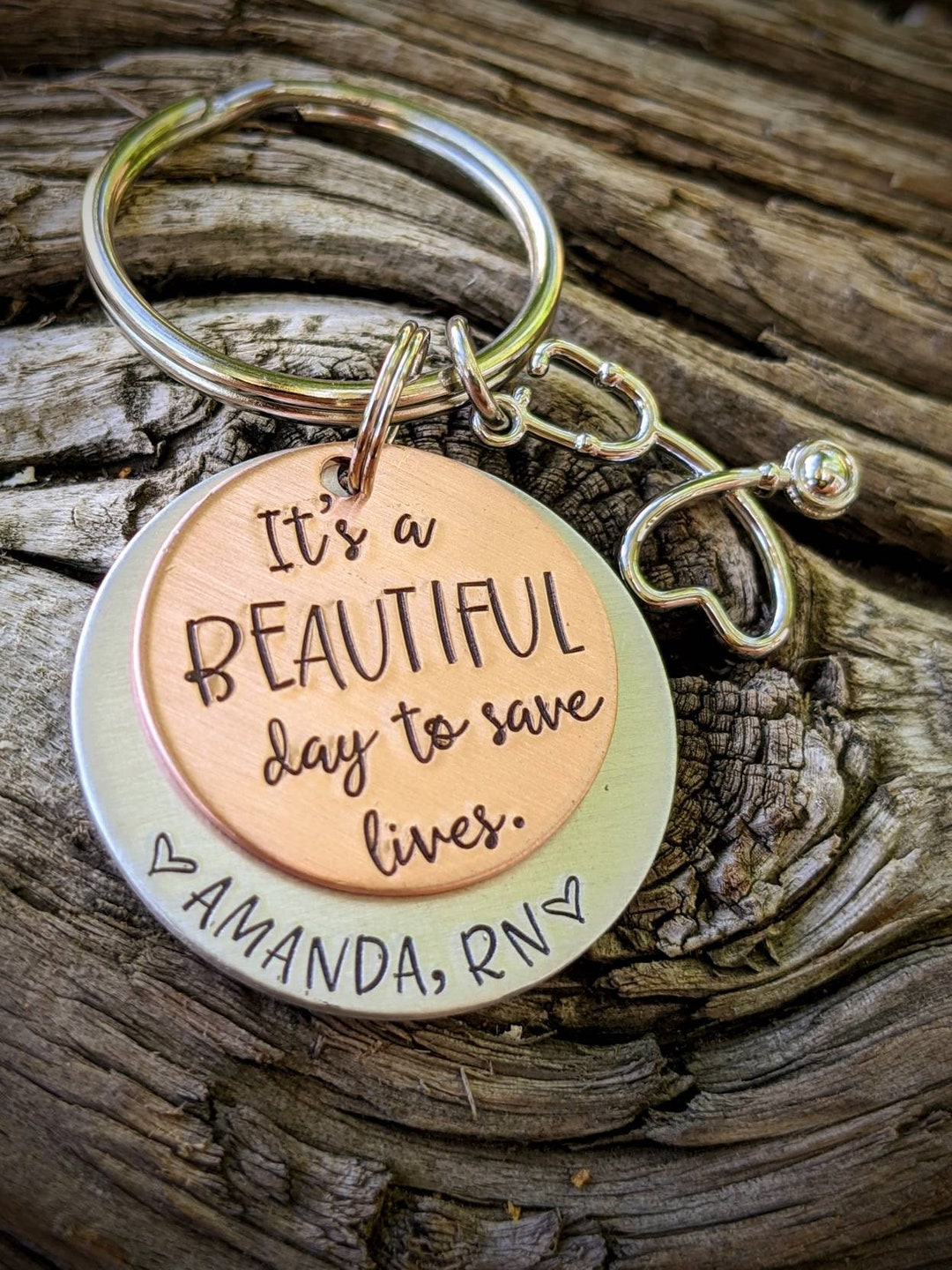 Personalized Hand Stamped Nurse Keychain. Nursing School Graduation ...