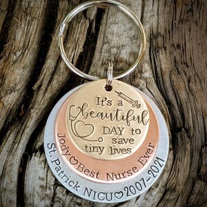 Personalized Hand Stamped Nurse Keychain. NICU Nurse Gifts. Gift for ...