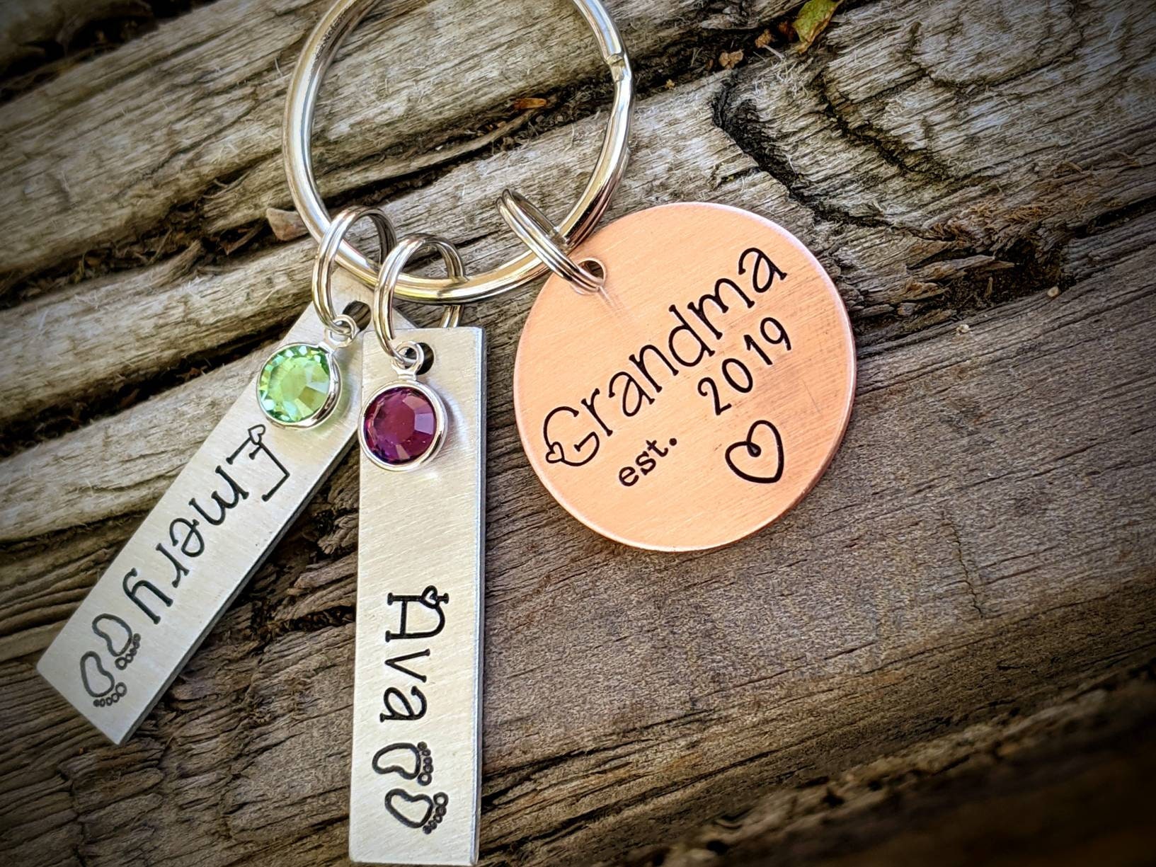 Personalized Hand Stamped Grandma Keychain. Mothers Day Gifts | Etsy