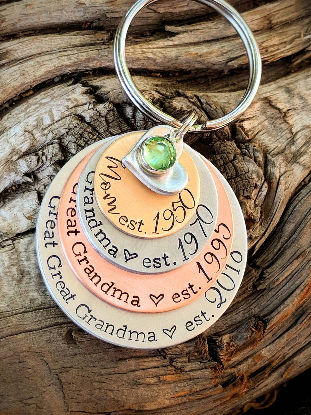 Personalized Hand Stamped Great Great Grandma Keychain. Grandmother ...
