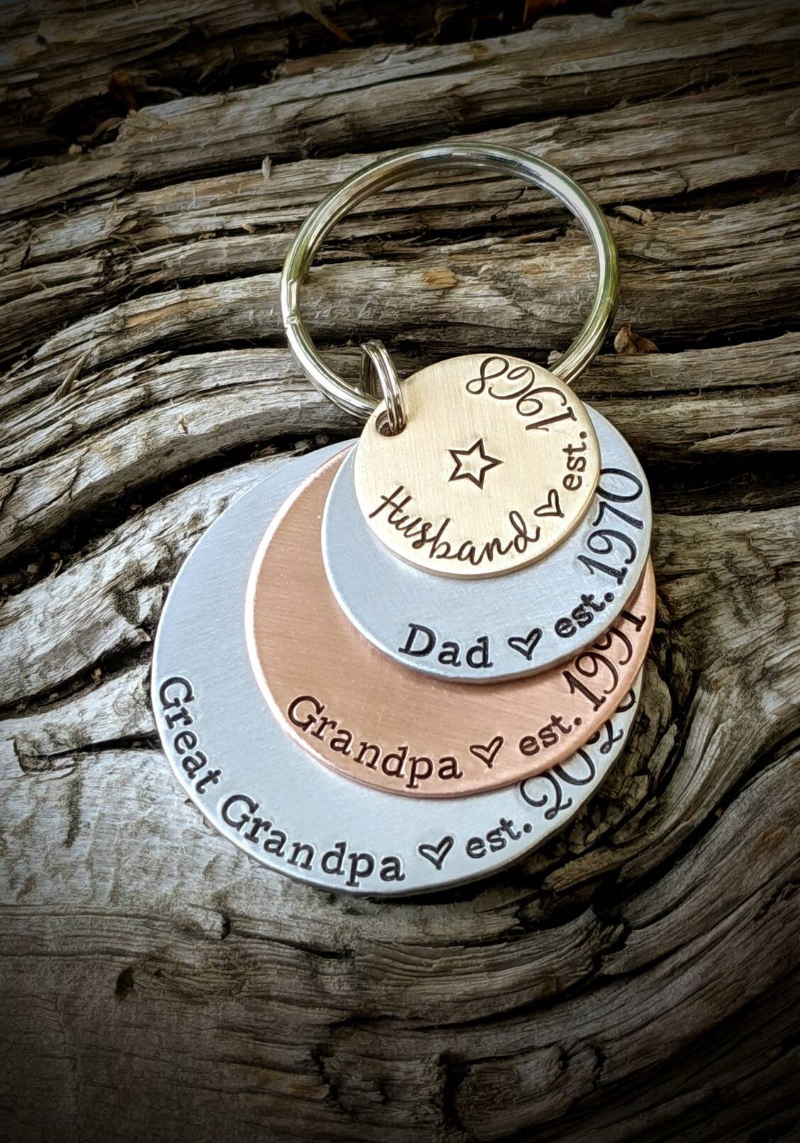 Personalized Hand Stamped Great Grandfather Keychain. Custom Great ...