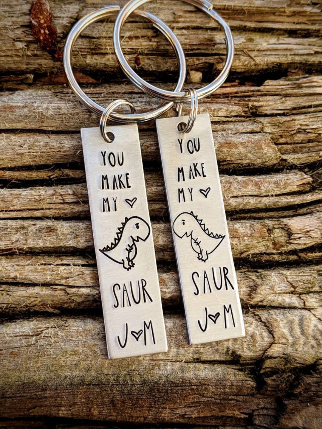 Personalized Hand Stamped Matching Set of Couples Keychains. Long ...