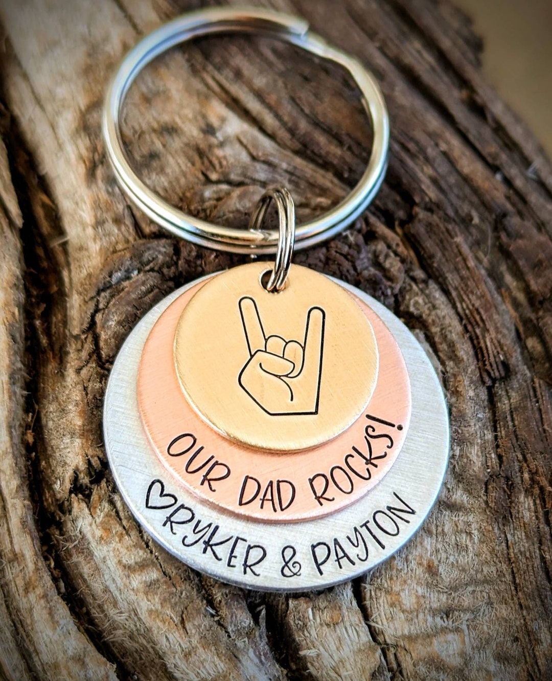 Personalized Hand Stamped Dad Keychain. Custom Fathers Day Gifts. New ...