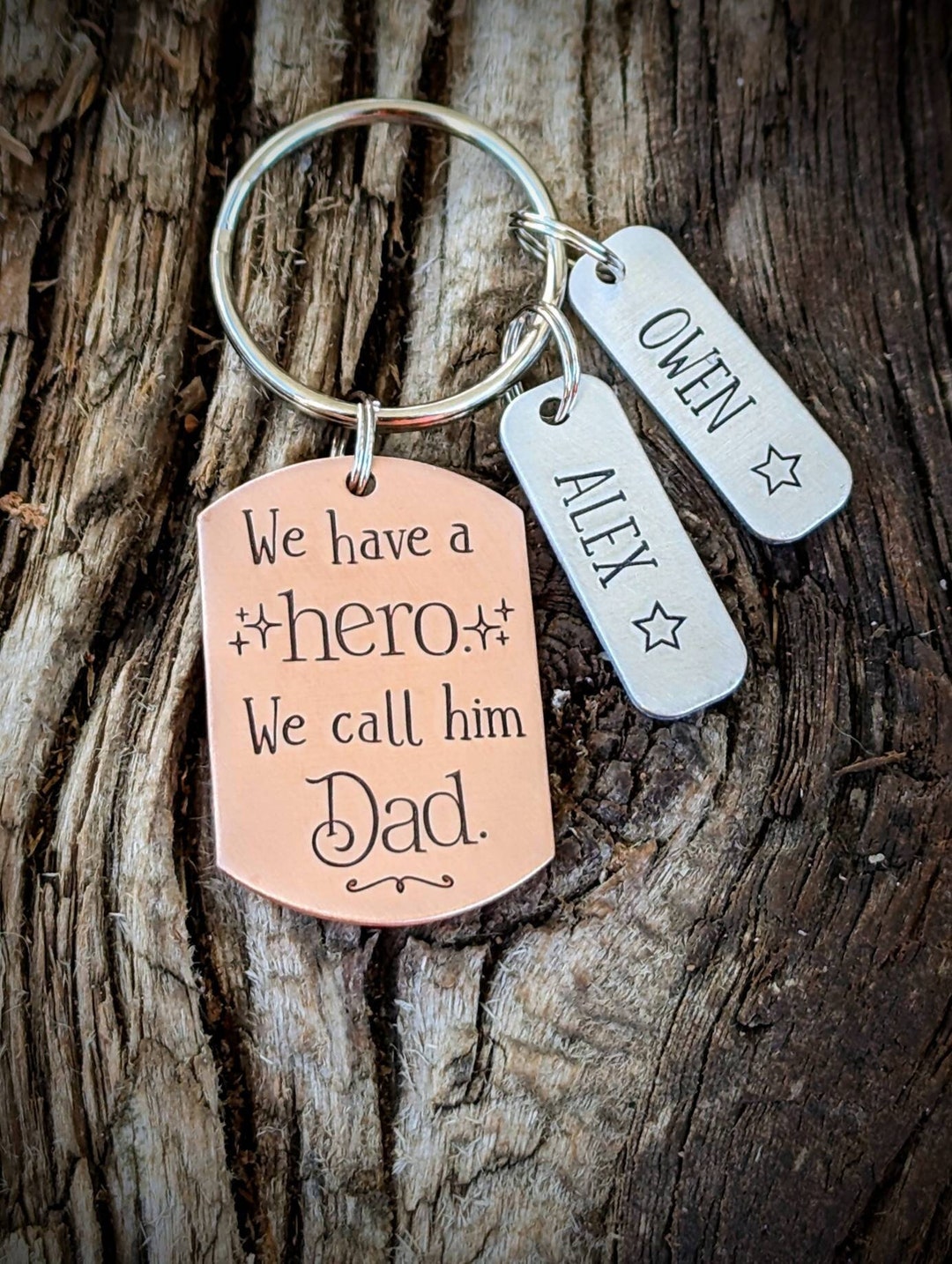 Personalized Dad Keychain. Custom Fathers Day Gifts. New Daddy Presents ...