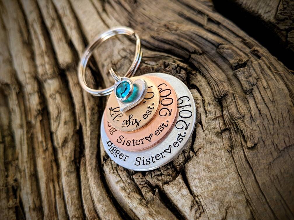 Personalized pregnancy announcement keychain. Big sister gift. | Etsy
