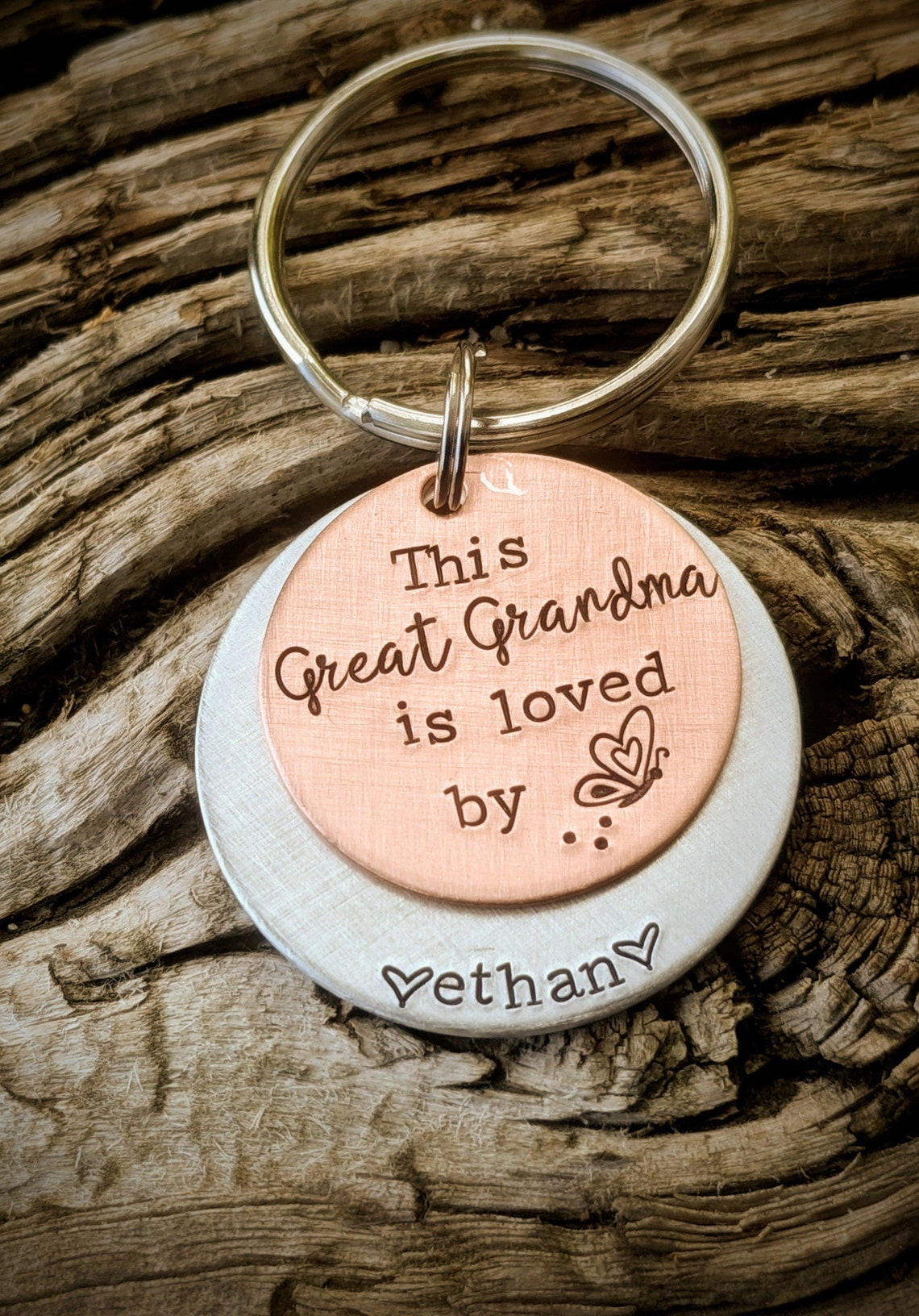 Personalized Hand Stamped Great Grandma Keychain. Great - Etsy