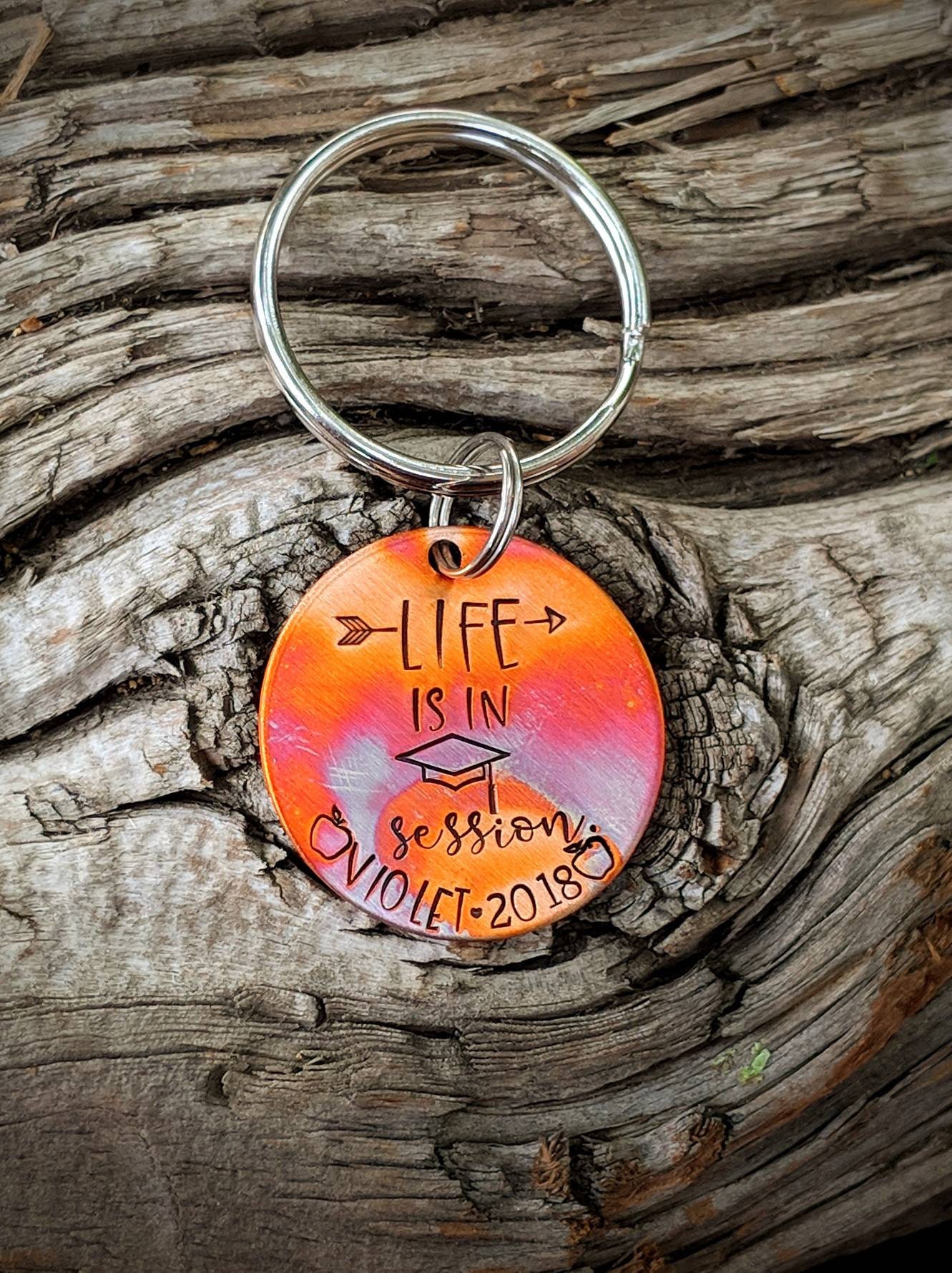 Personalized graduation gift. Hand stamped graduate keychain. | Etsy