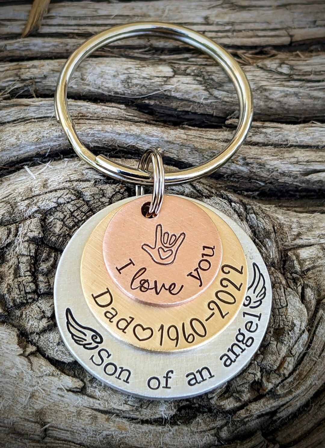 Personalized Hand Stamped Dad Memorial Keychain. Father Loss Memorials ...
