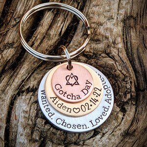 Personalized Hand Stamped Adoption Keychain. Gift for Blended Family ...