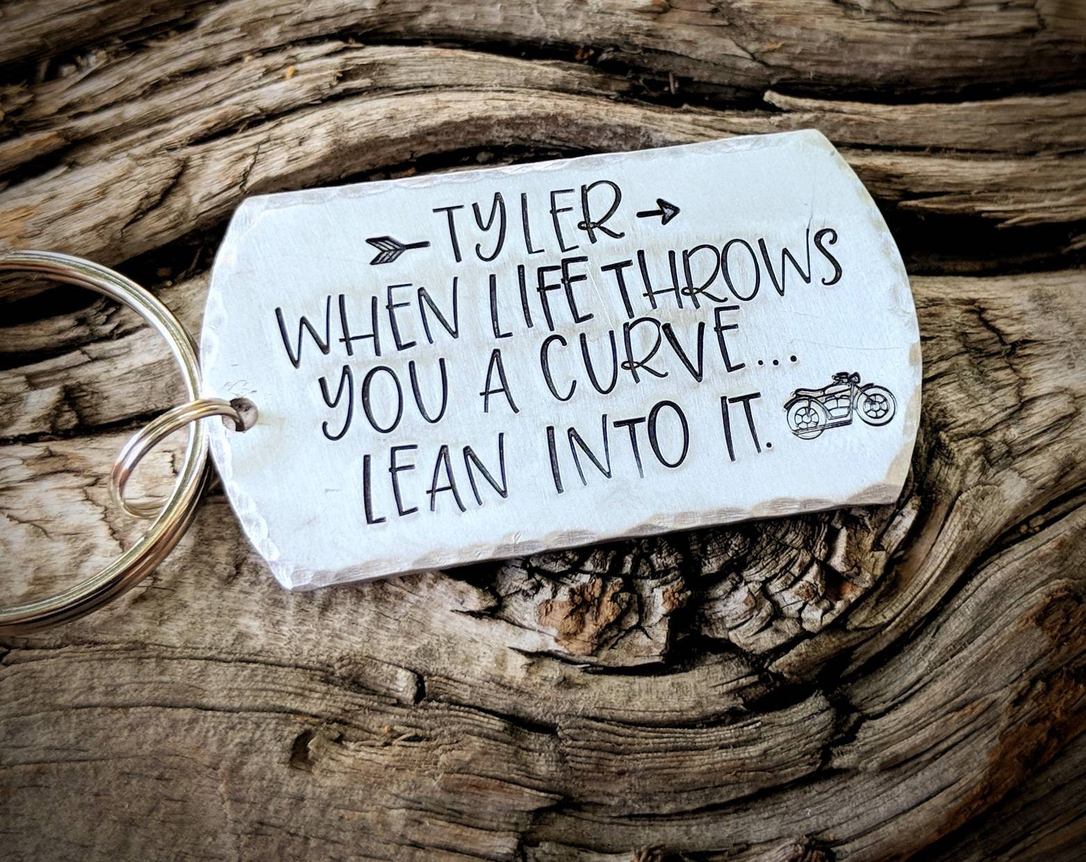Personalized Stamped Motorcycle Keychain. Biker Keychain. - Etsy