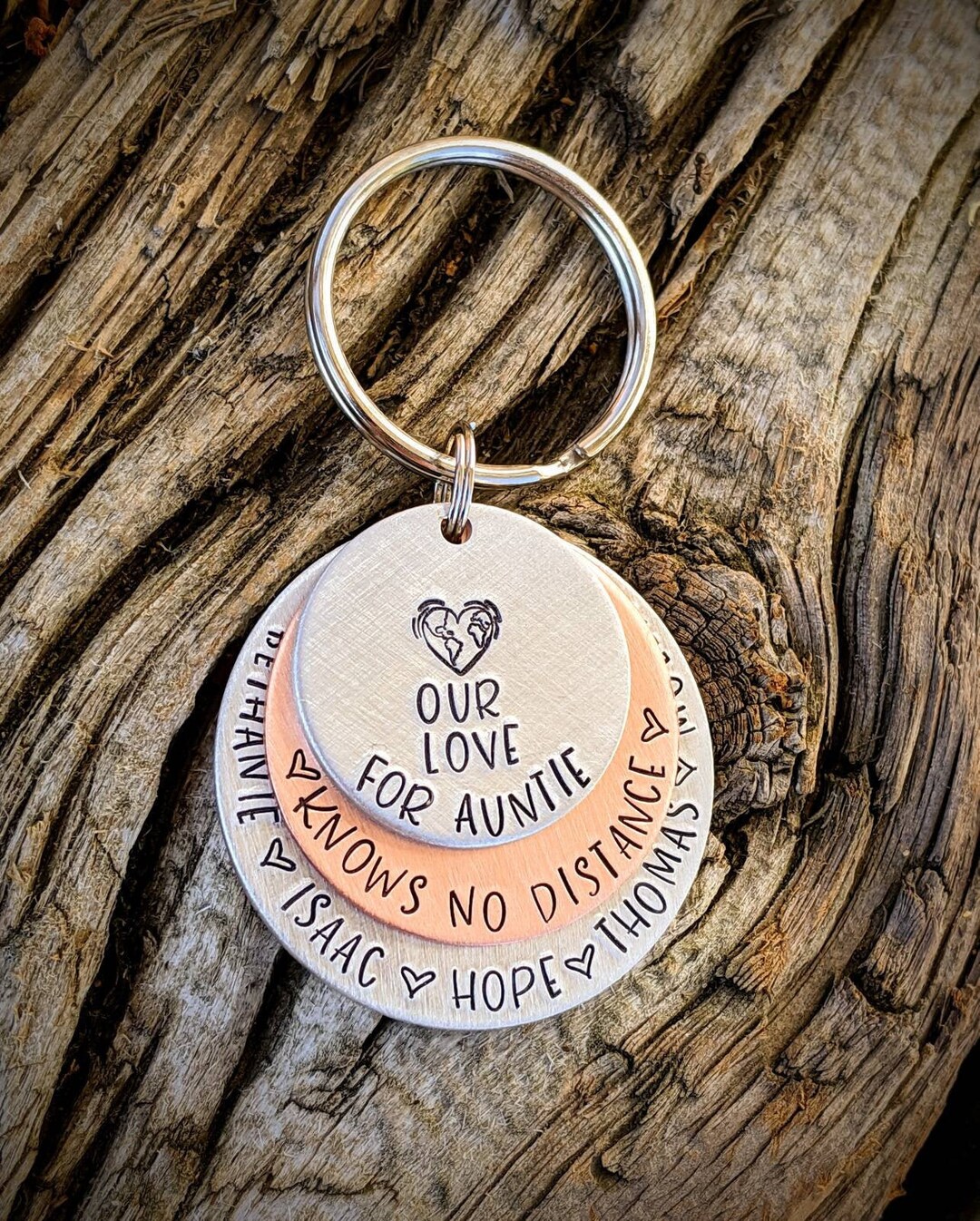 Personalized Hand Stamped Aunt Keychain. Auntie Gift. Long Distance ...