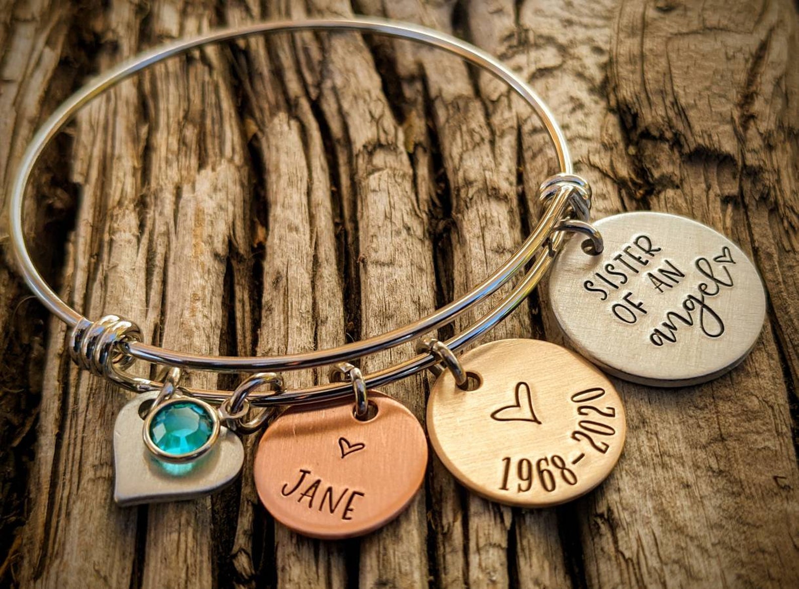 Personalized Hand Stamped Memorial Bracelet. Custom Gifts for Loss of ...