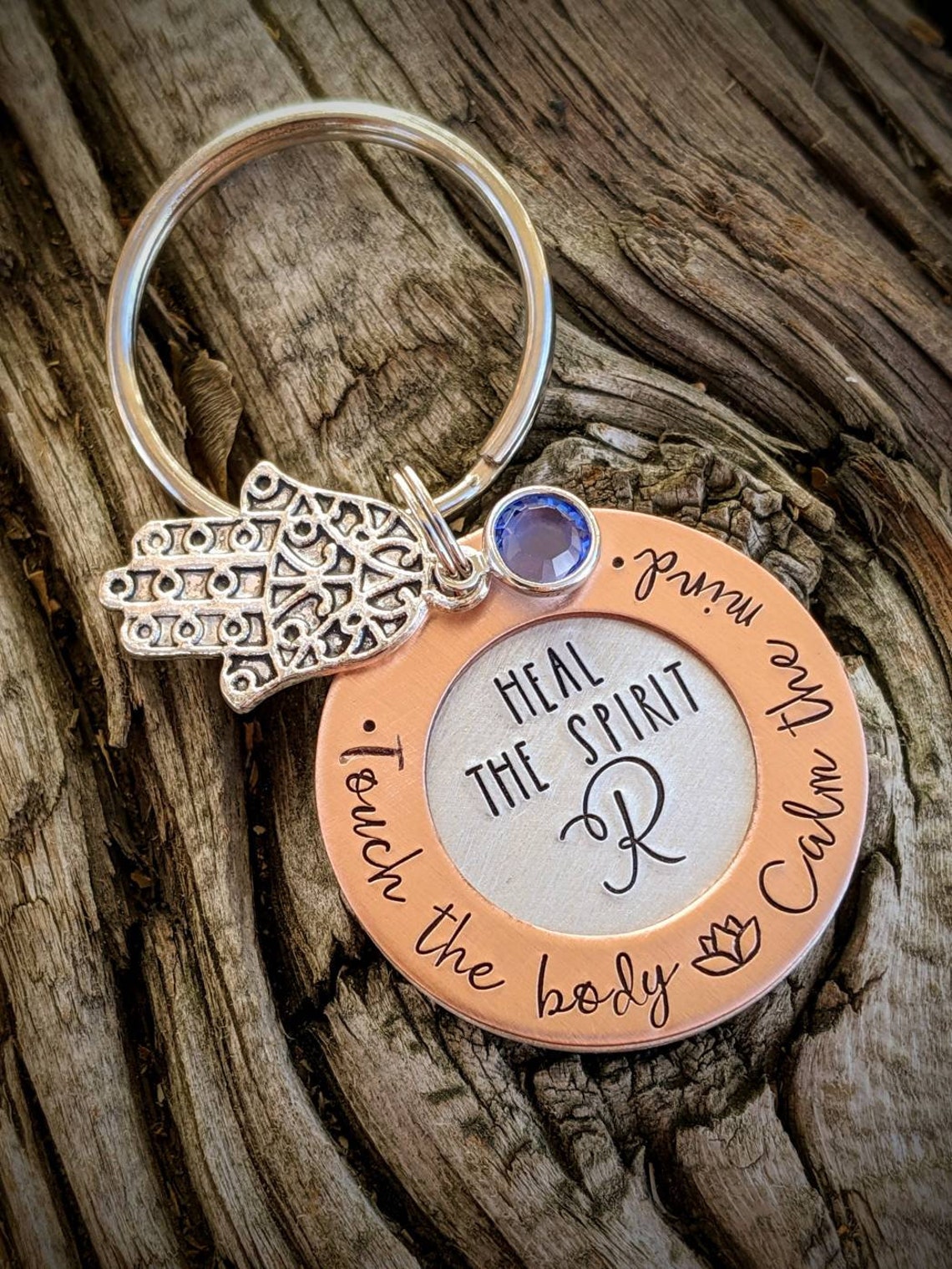 Personalized Hand Stamped Keychain. Massage Therapy. Holistic | Etsy