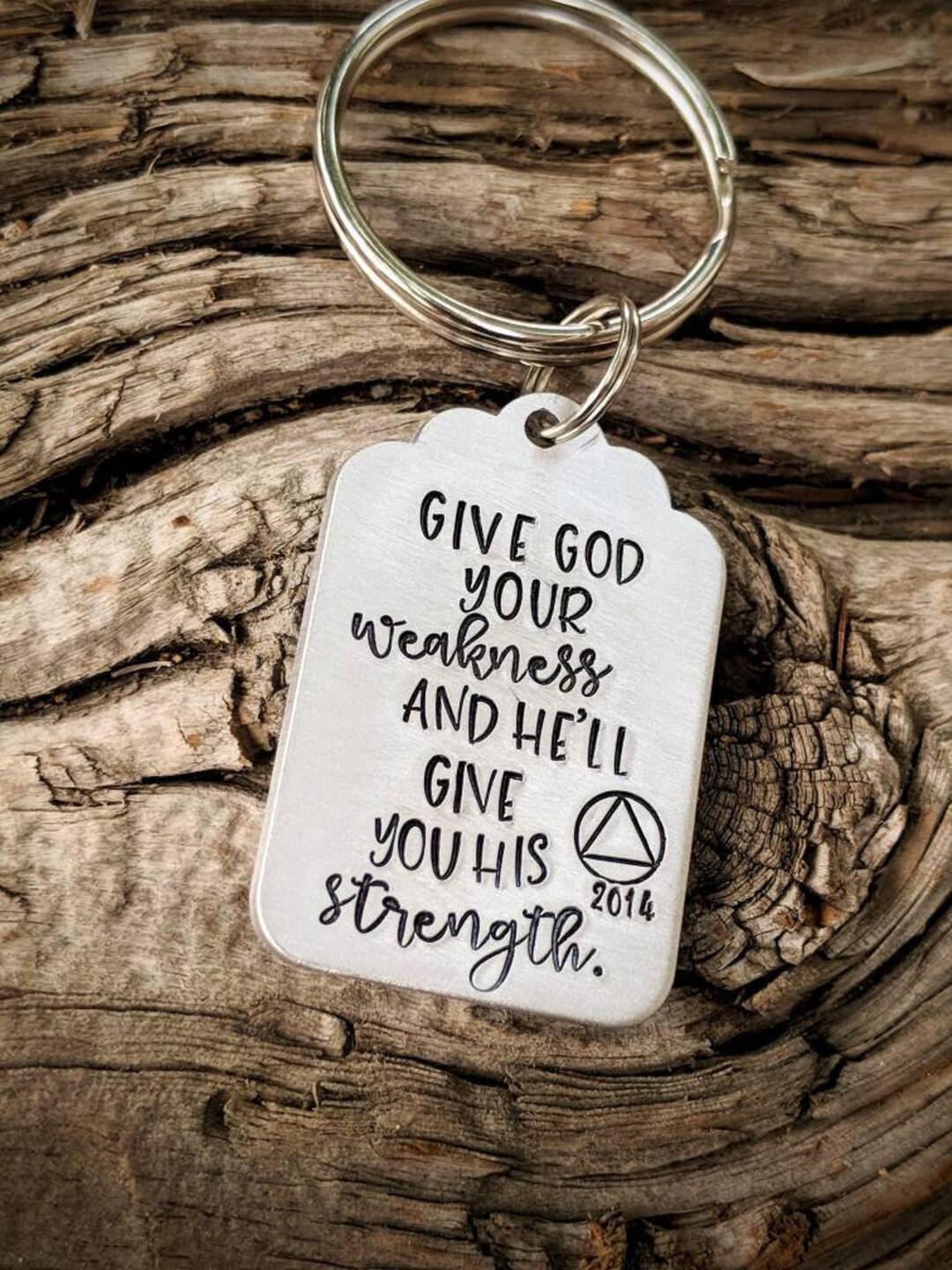 Personalized Hand Stamped Sobriety Keychain. Addiction Recovery ...