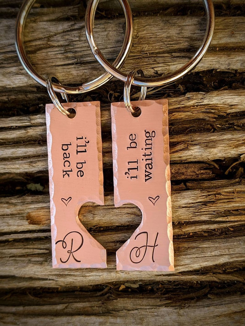 Personalized Hand Stamped Couples Keychain SET. Custom - Etsy