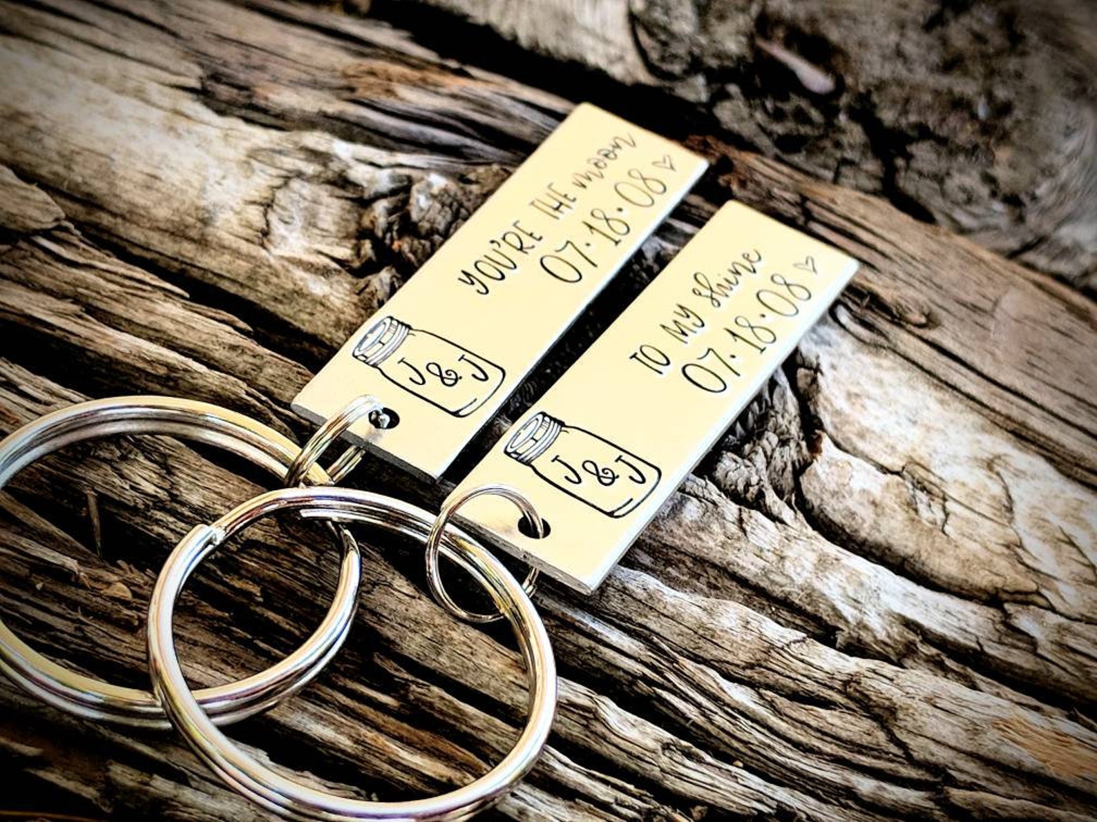 Personalized Couples Keychains. MATCHING SET. Hand Stamped | Etsy