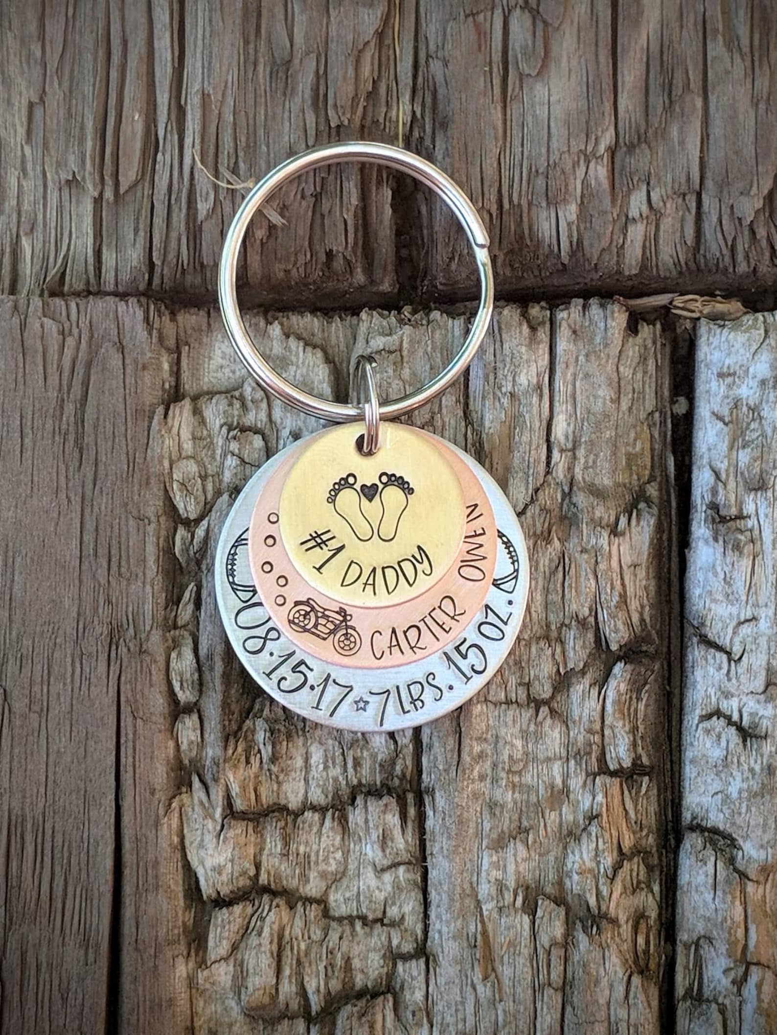 Personalized 1 Daddy Keychain. Baby Stats Keychain. Dad of | Etsy