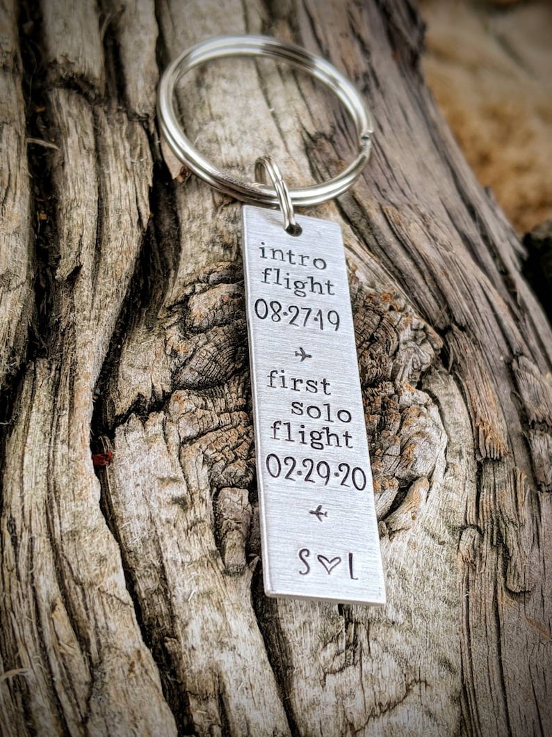 Personalized hand stamped pilot keychain. Pilots gifts. Flight | Etsy