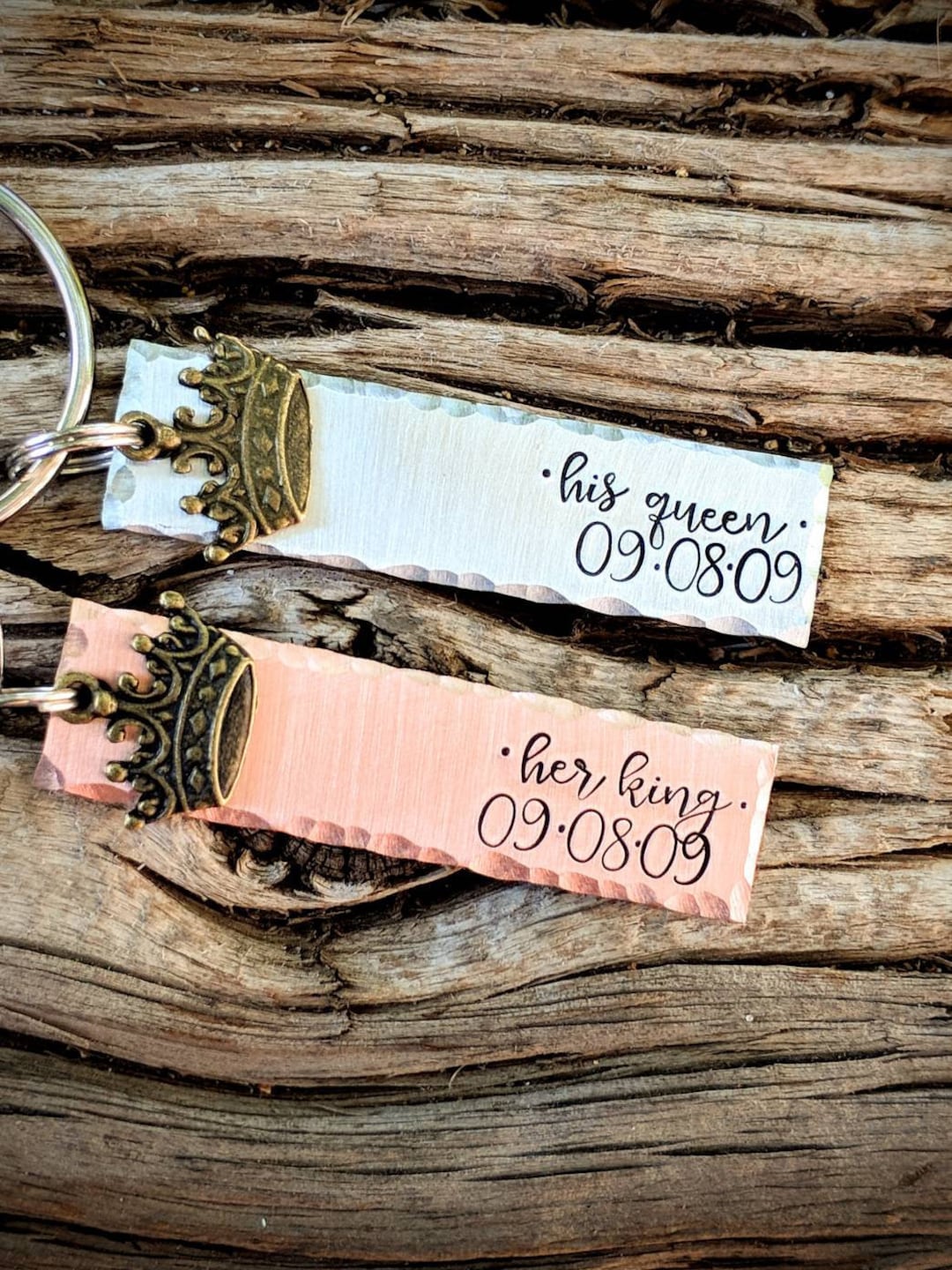 Personalized Hand Stamped MATCHING SET Couples Keychains. Custom ...