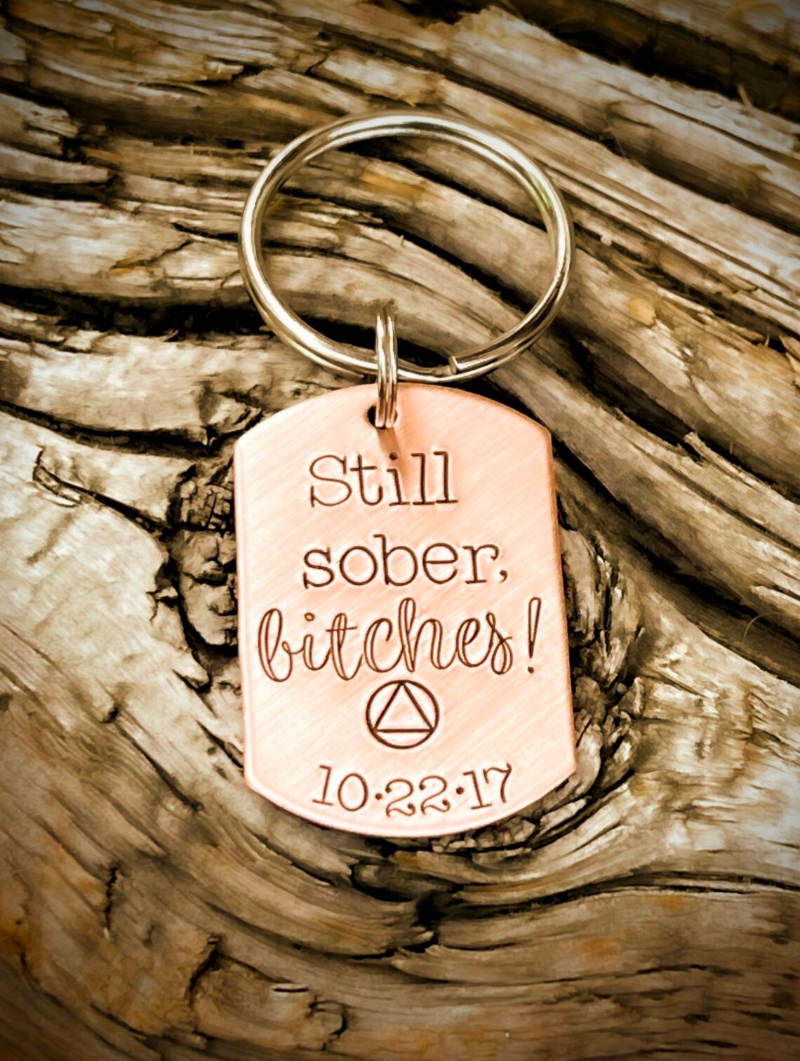 Personized Hand Stamped Sobriety Keychain. Custom Sober - Etsy