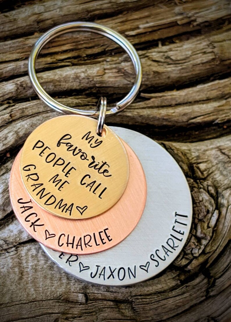 Personalized Grandma Keychain. Hand Stamped Grandmother Gift. Gift for ...