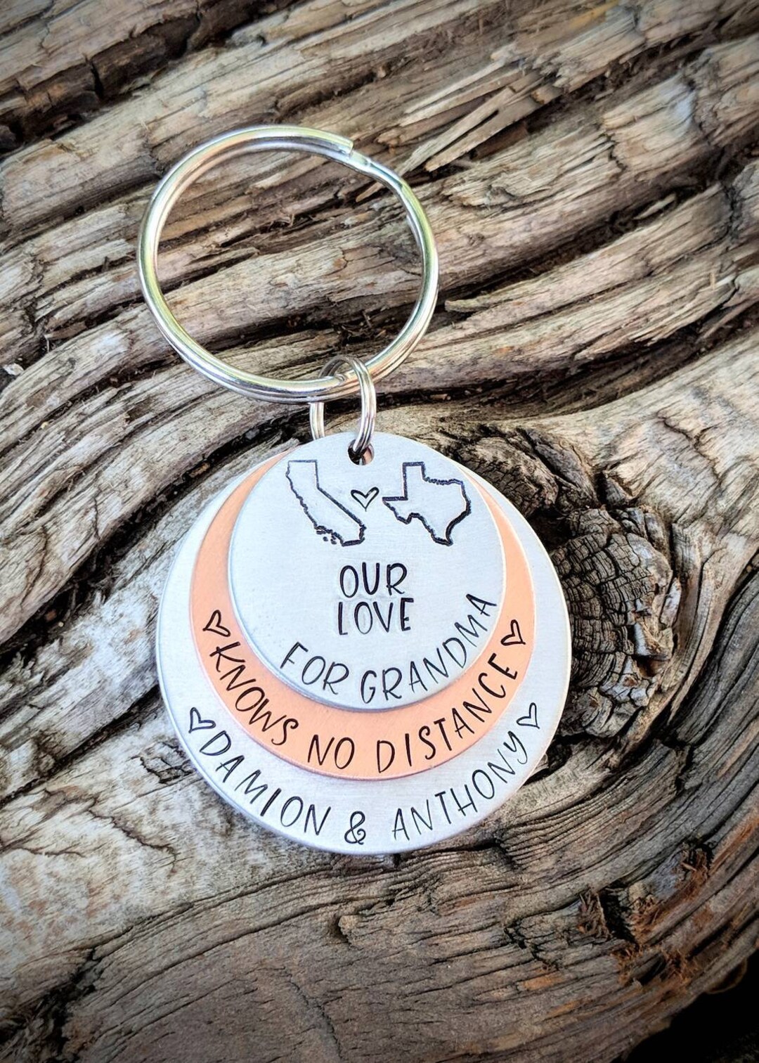 Personalized Hand Stamped Long Distance Grandma Keychain. Gift From ...