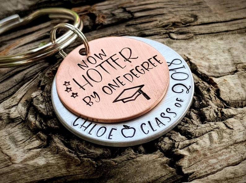 Personalized graduation keychain. Hand stamped graduate gift. | Etsy
