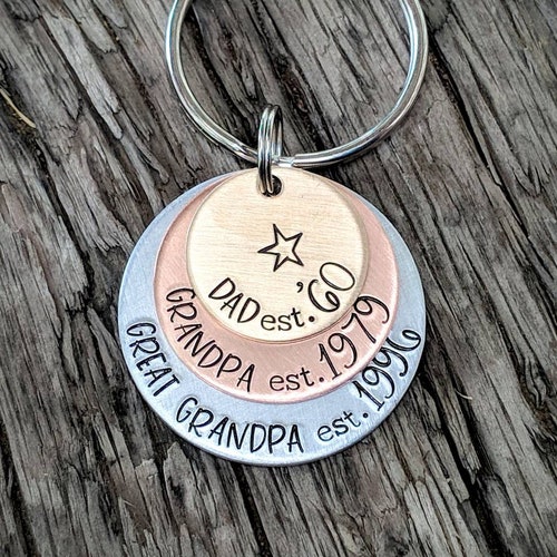 Personalized Hand Stamped Great Grandfather Keychain. Custom - Etsy