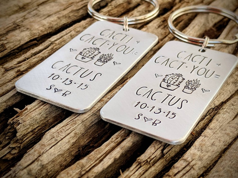 Personalized Hand Stamped Matching Keychains. Couples Gift - Etsy