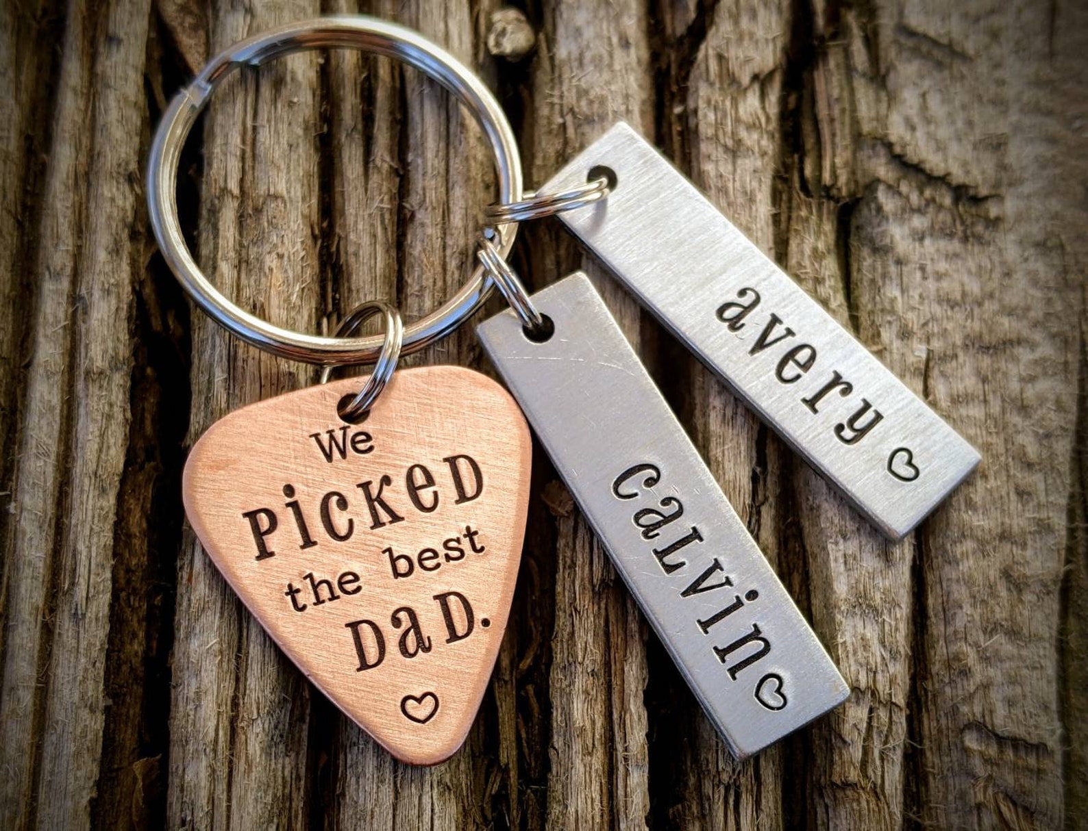 Personalized Hand Stamped Dad Keychain. Fathers Day Gifts. Husband ...