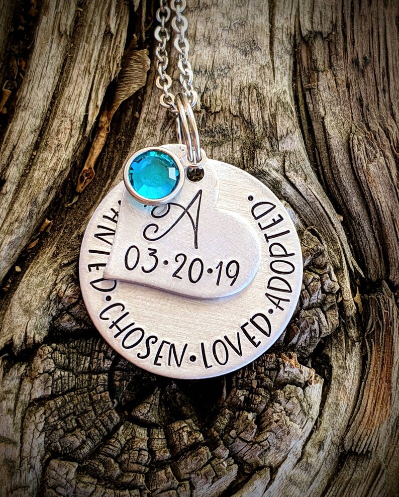 Personalized Hand Stamped Adoption Necklace. Gift for Adopted - Etsy