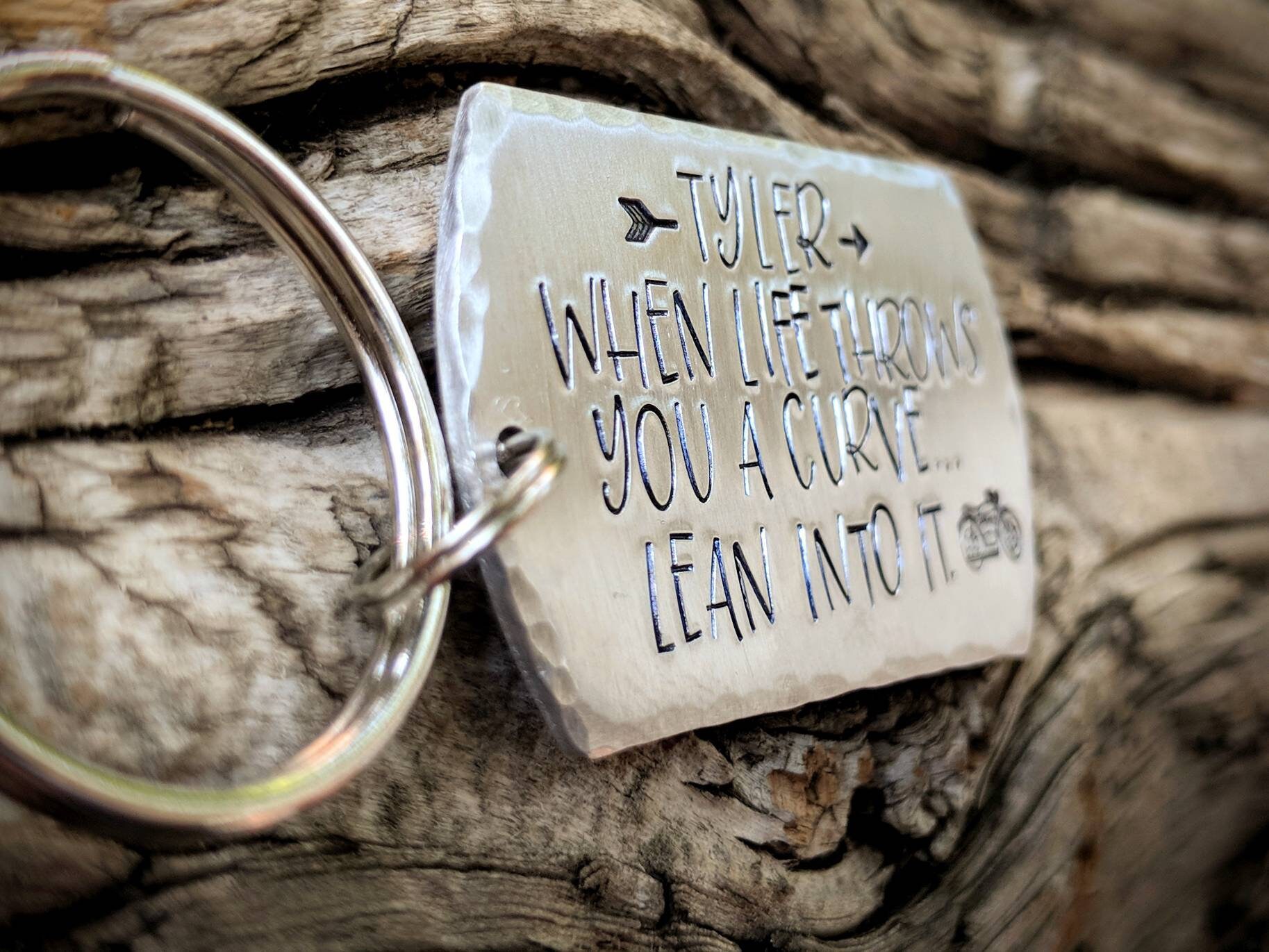 Personalized Stamped Motorcycle Keychain. Biker Keychain. - Etsy