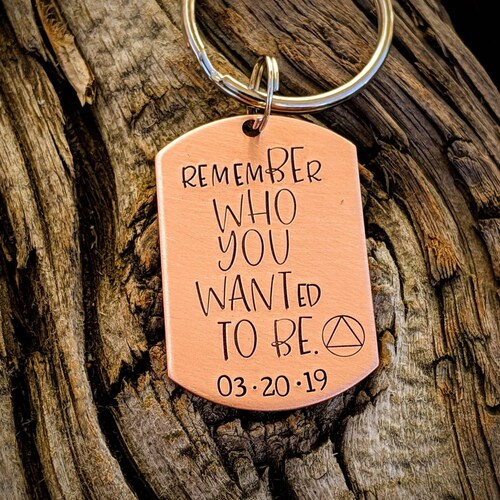 Personalized Sobriety Keychains. Custom Hand Stamped Sober - Etsy