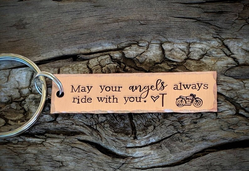 Hand Stamped Personalized Copper Motorcycle Keychain. Custom Biker Gift ...